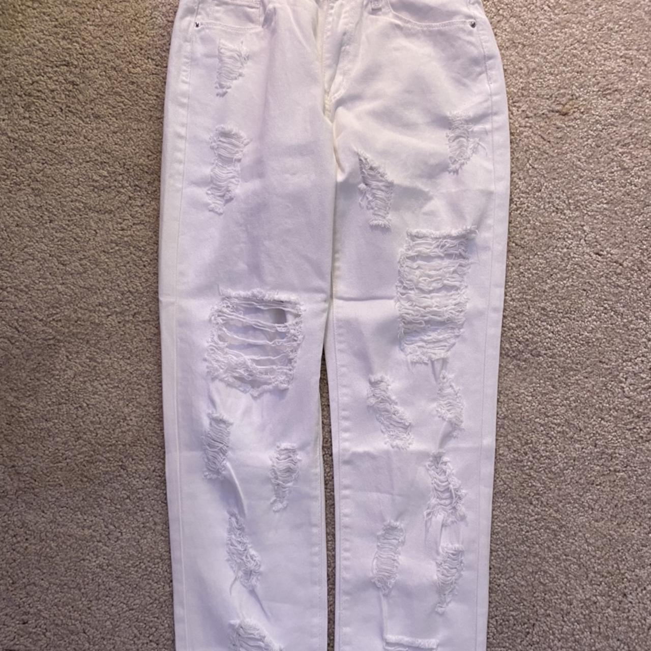 AVAIL AND INSTANT BUY white ripped mom jeans. -size... - Depop