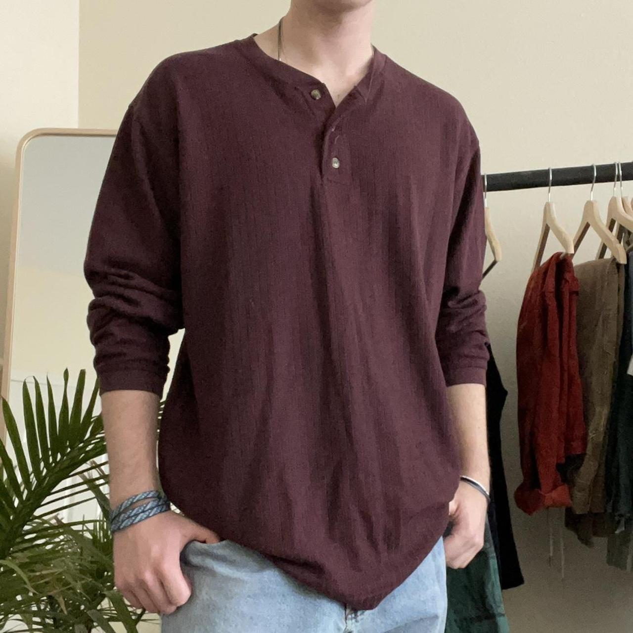 Men’s Farah maroon king sleeve shirt Size : L Good... - Depop