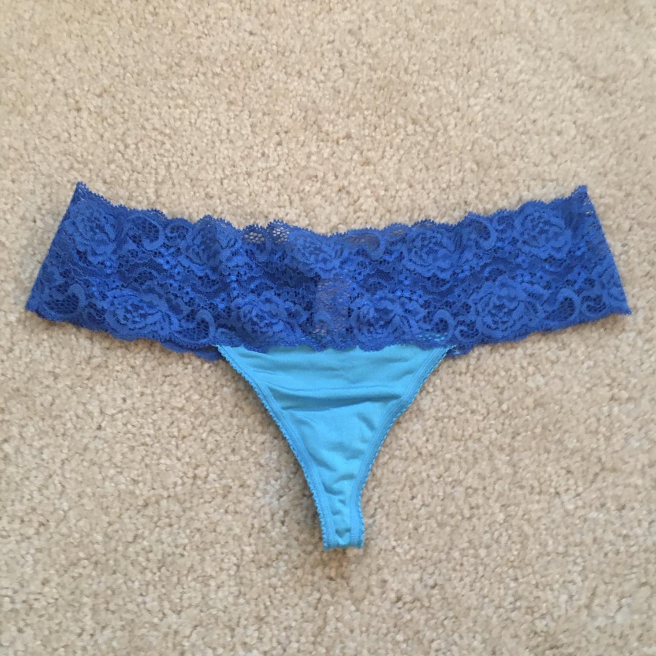 NWOT Victoria's Secret Blue Lace Thong. Size small.... - Depop NWOT Victoria's Secret Blue Lace Thong. Size small.... - Depop
