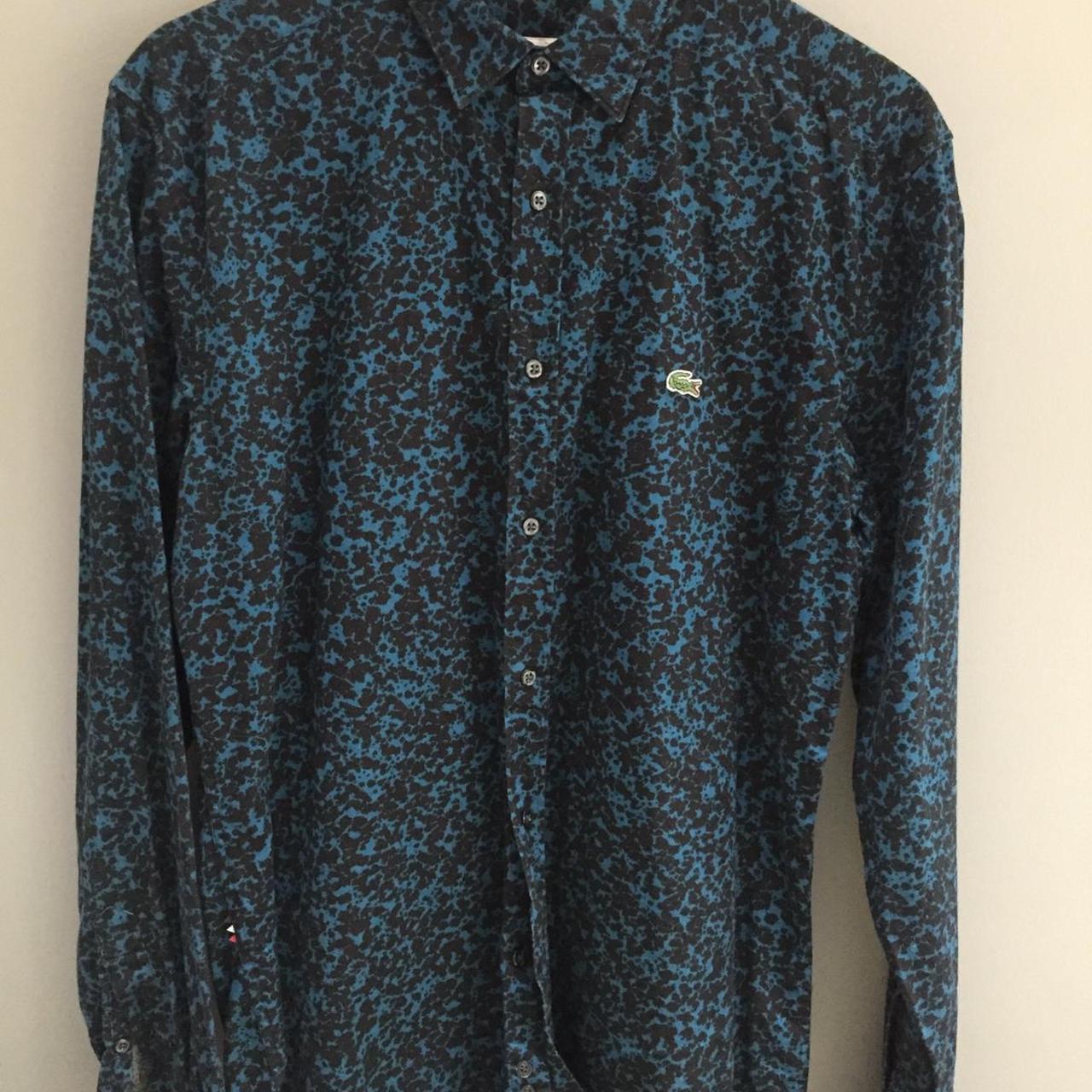 Lacoste casual t-shirt. Wavey pattern. Size: L. From... - Depop