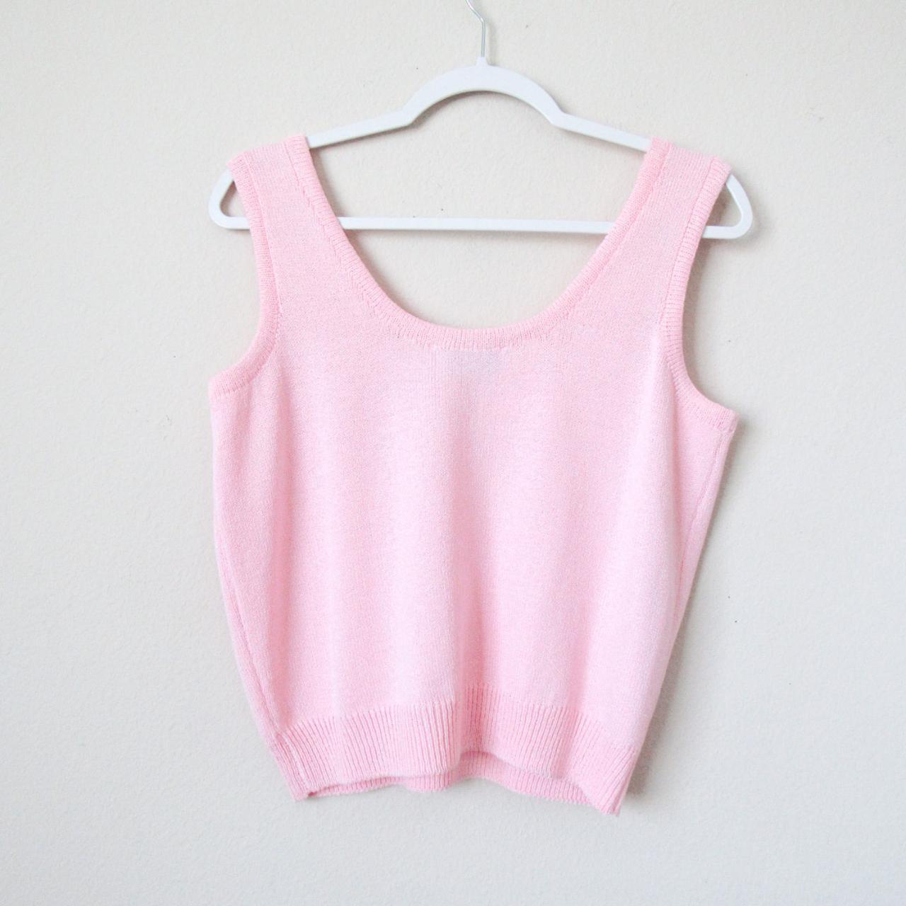 Gorgeous Vintage Y2K Sporty Baby Pink Knit Top Size... - Depop