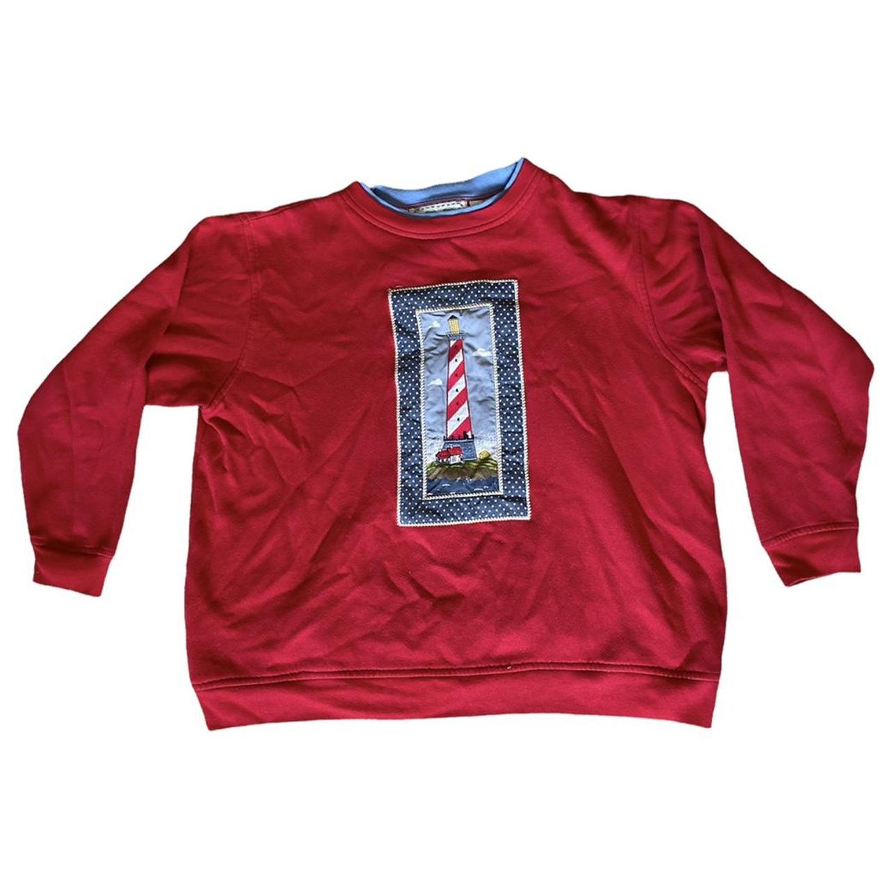 Vintage red sweatshirt Graphic Embroidered jumper... - Depop