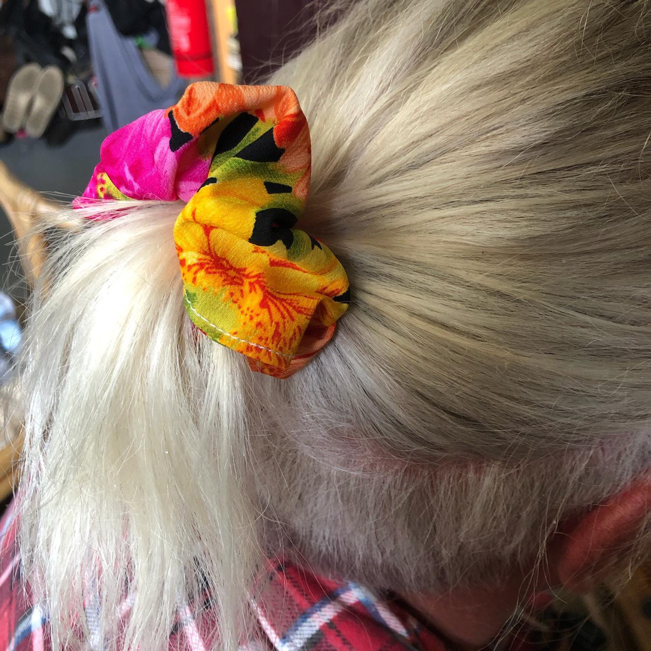 Bright floral scrunchie set Three Scrunchies - Depop