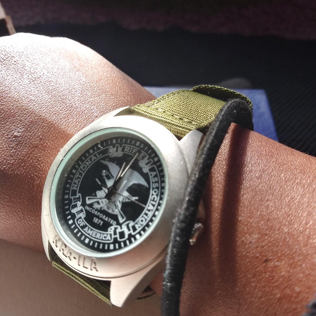 NRA Army Green Watch Brand new. Classic look. Needs... - Depop