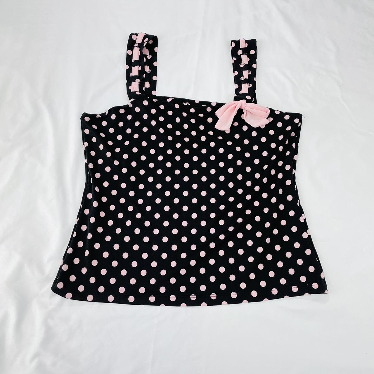 y2k polka dot tank top super cute and flattering... - Depop