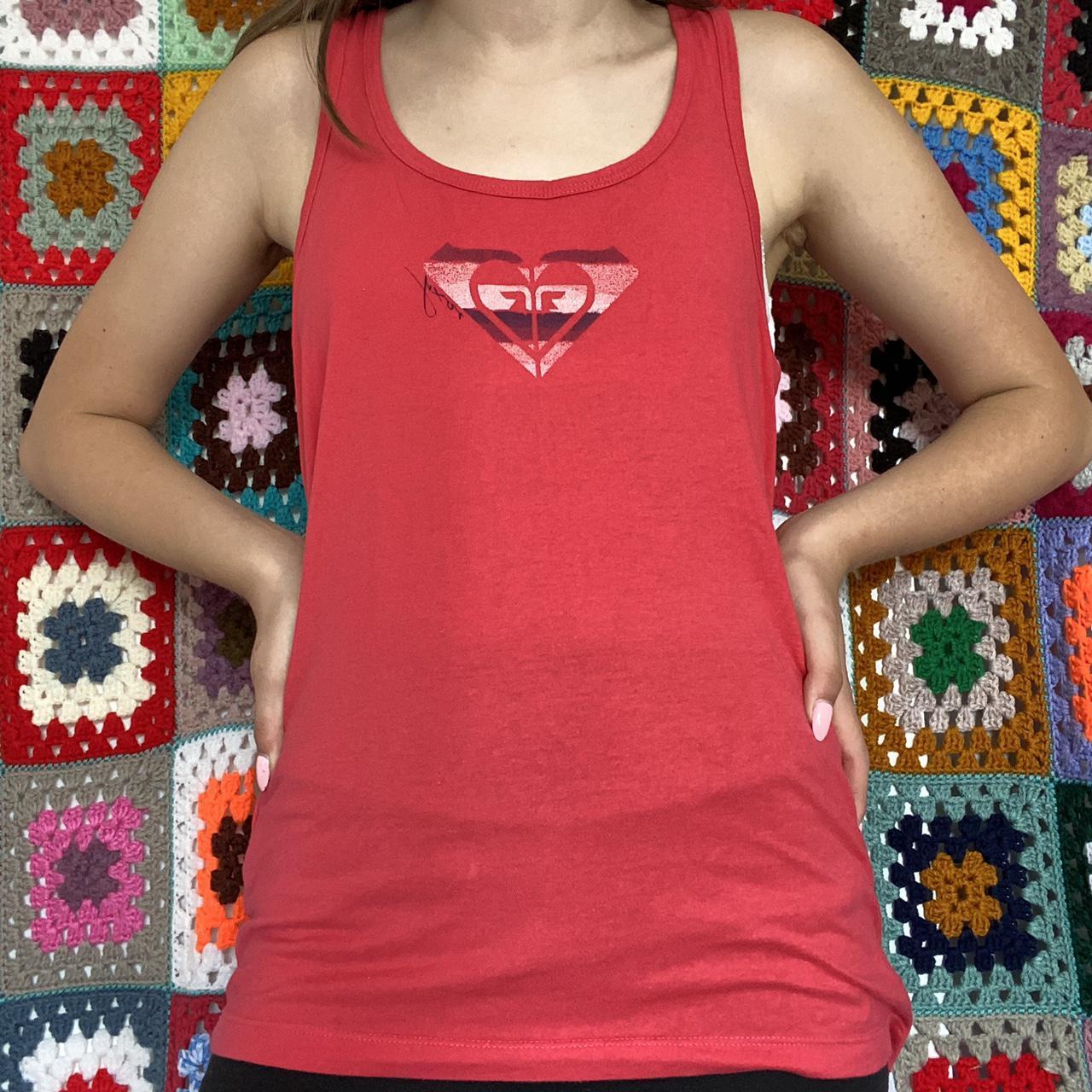 funky roxy tank top cami vest with the roxy logo ,... - Depop
