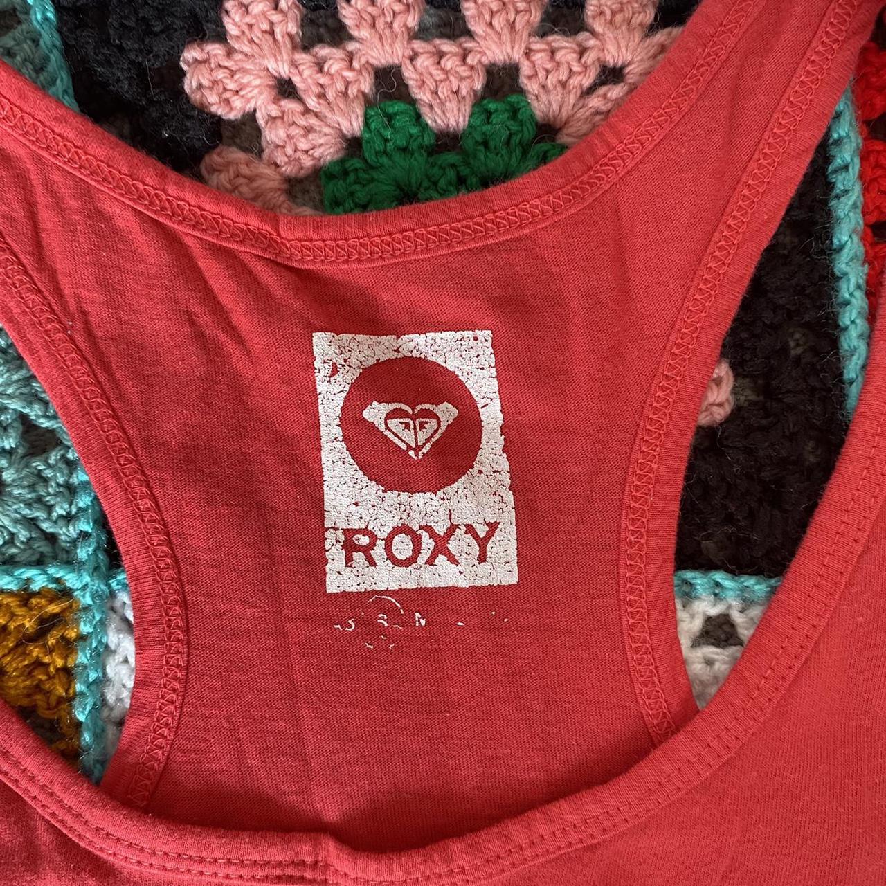 funky roxy tank top cami vest with the roxy logo ,... - Depop