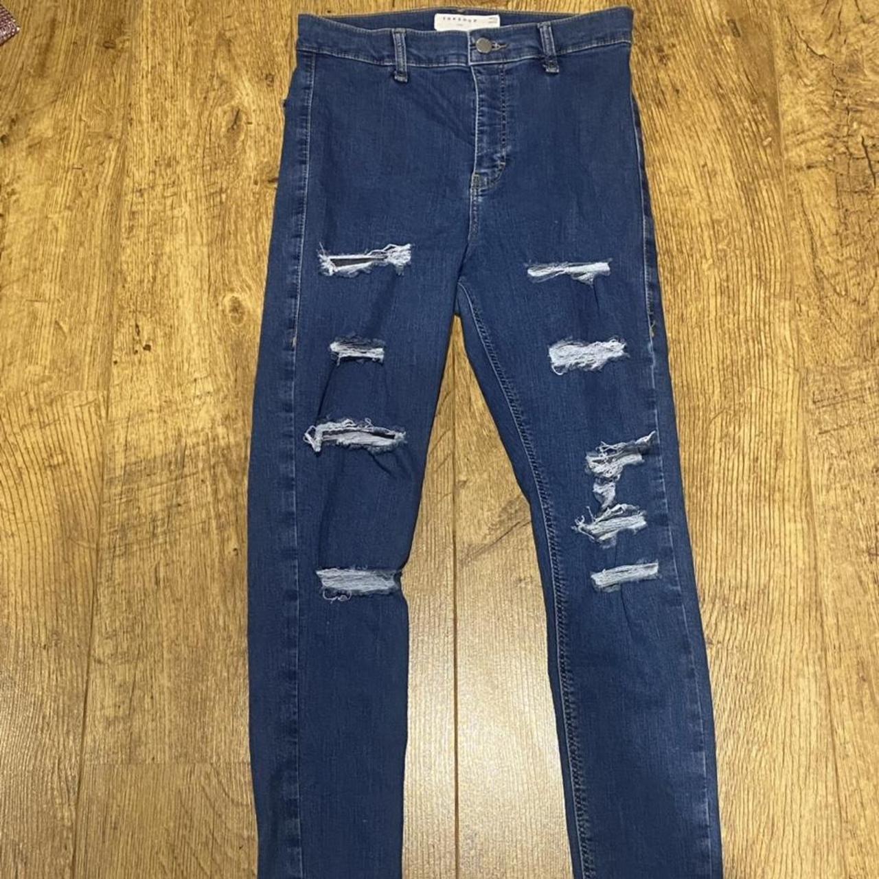 topshop joni ripped skinny jeans in mid blue - W28... - Depop