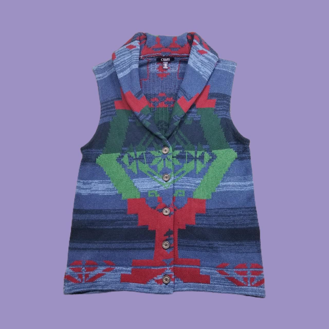 Chaps Aztec Print Sweat Vest Super cool piece in... - Depop