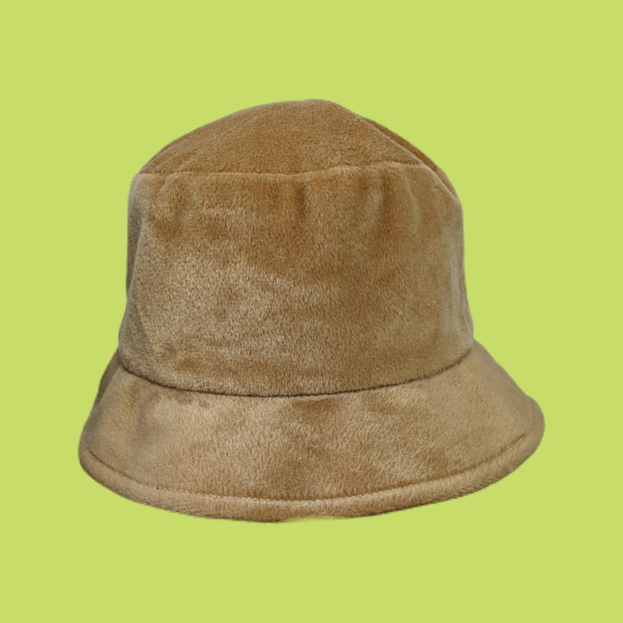 vintage fuzzy tan bucket hat cute piece from the... - Depop