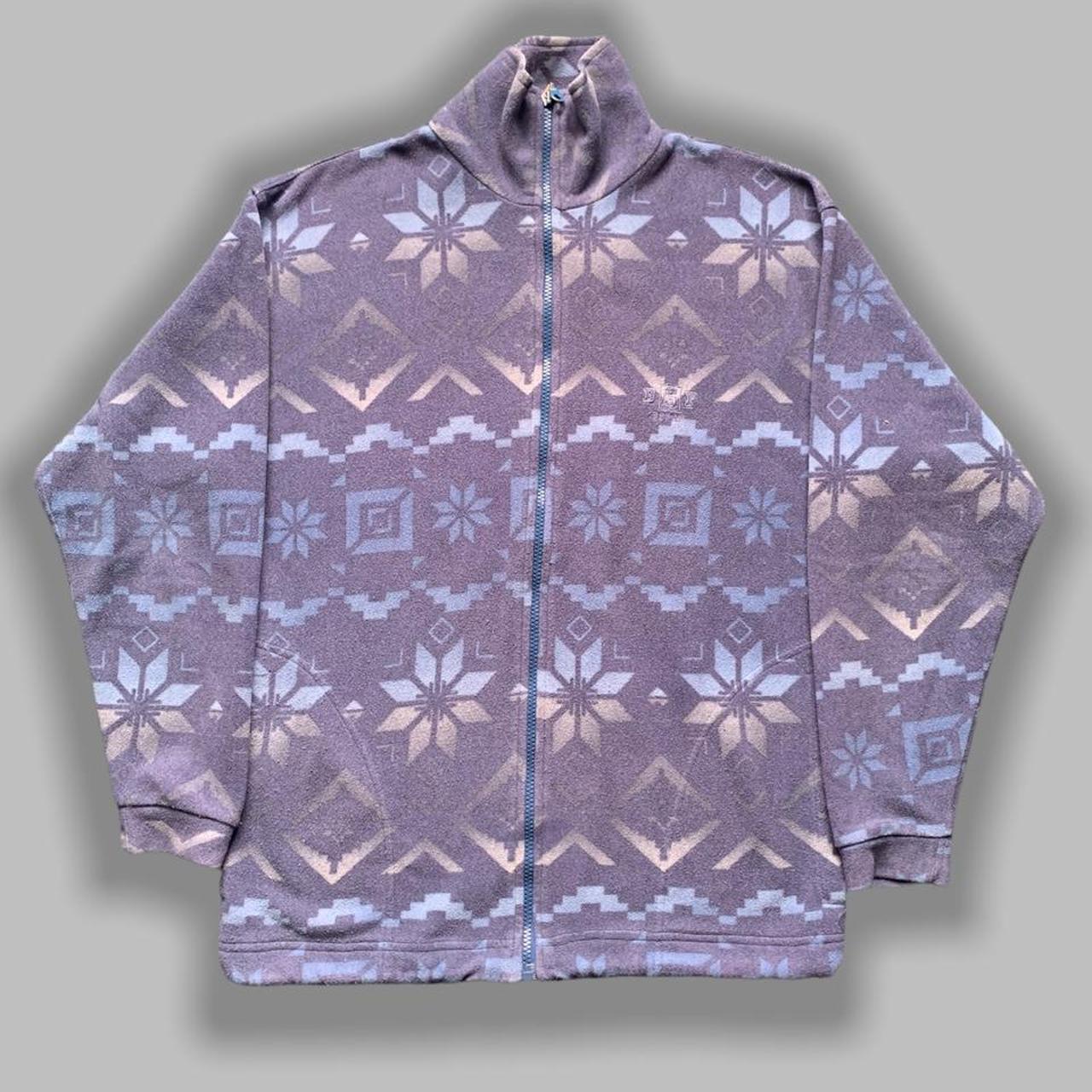 Crazy blue patterned funky fleece Funky patterned... - Depop