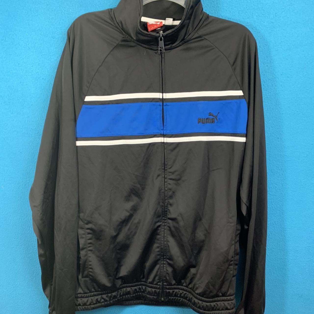 Vintage 90’s essential black and blue puma zip up... - Depop