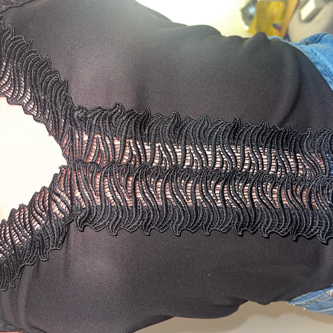 Black silk embroidery spaghetti string top Never... | Depop