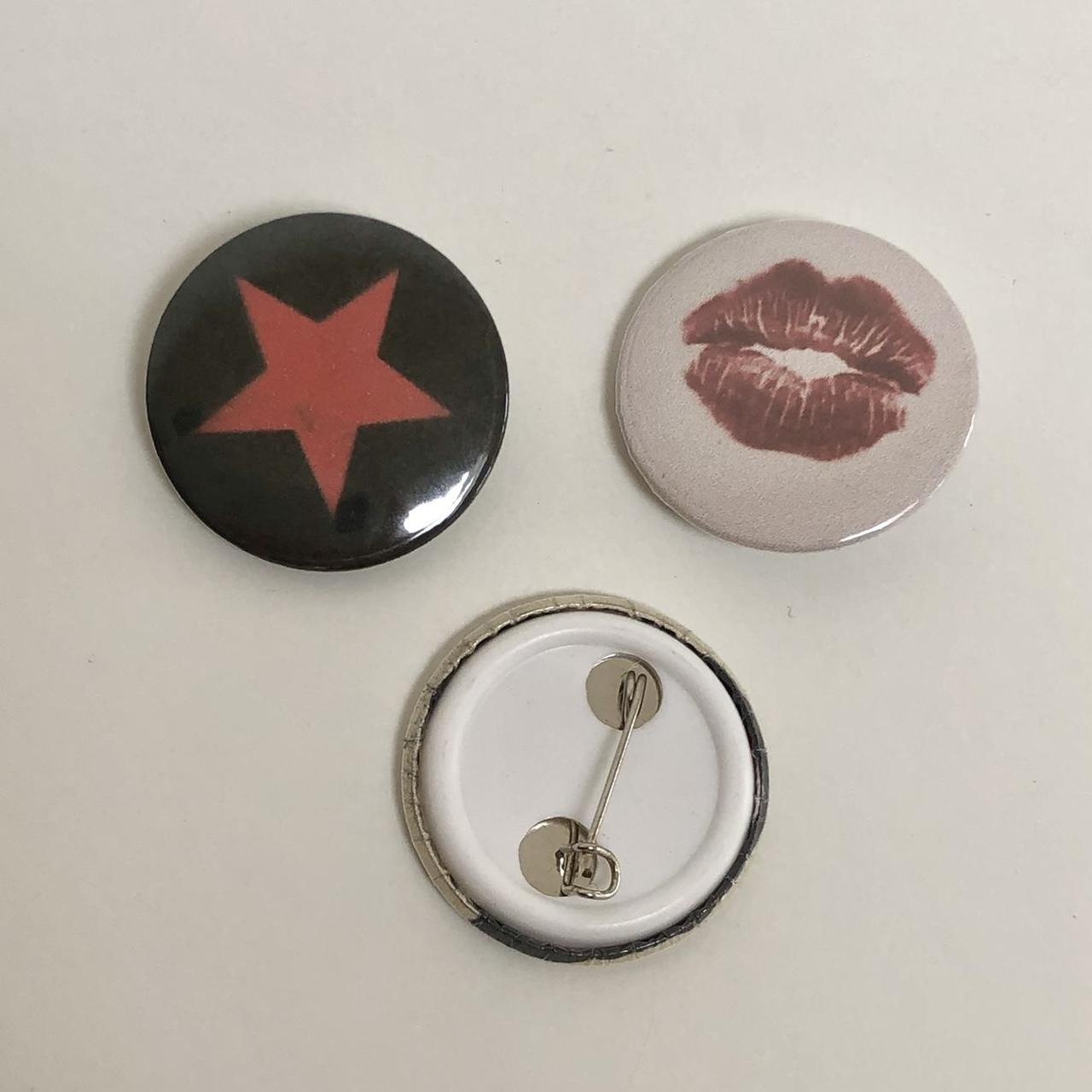 Set of 3 25mm button pin badges