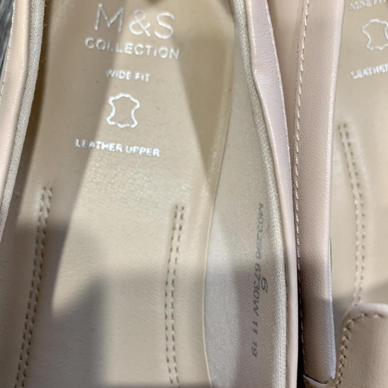 Soft pink, wide fit, M and S leather brogues with... - Depop