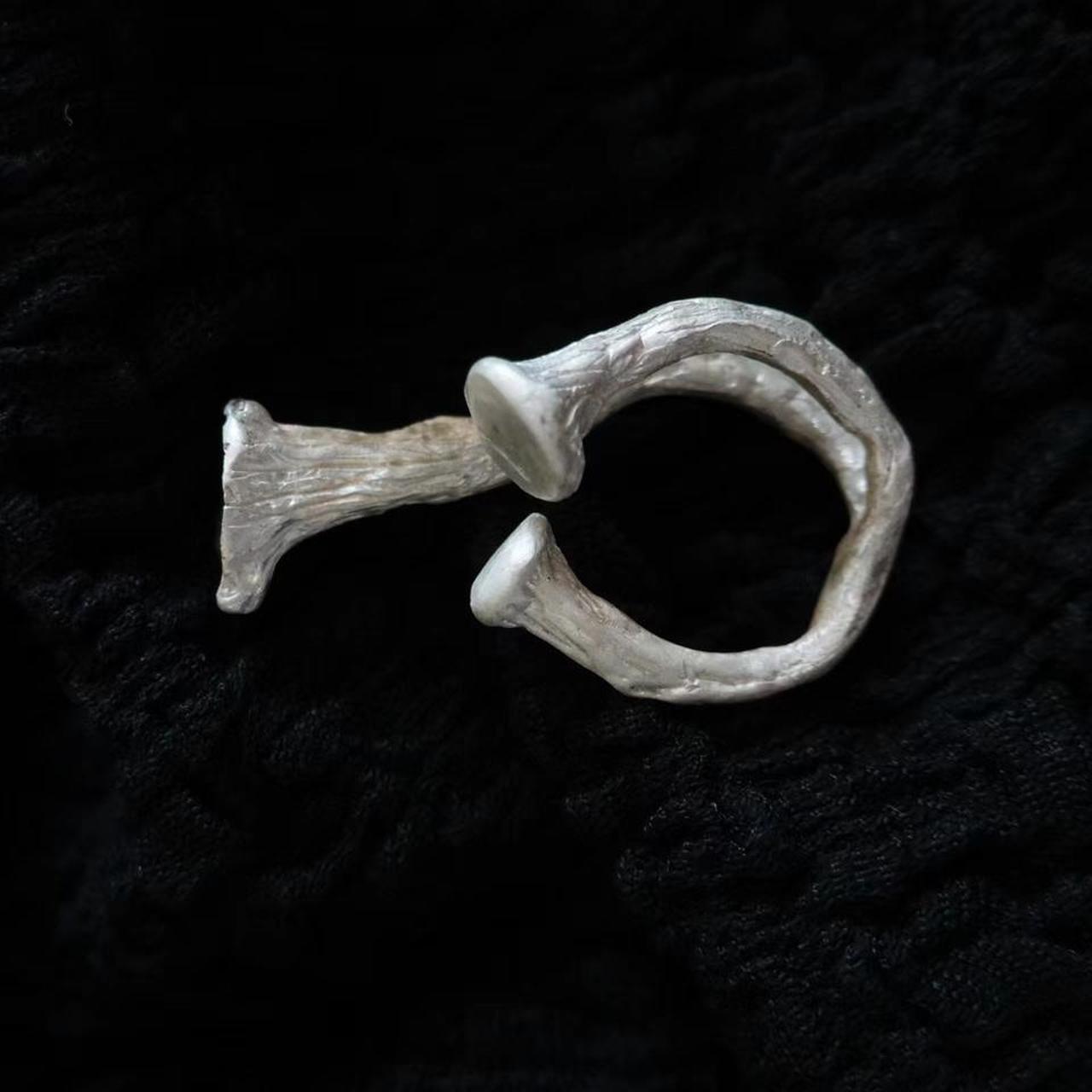 Handmade 925 sterling silver mushroom texture... - Depop