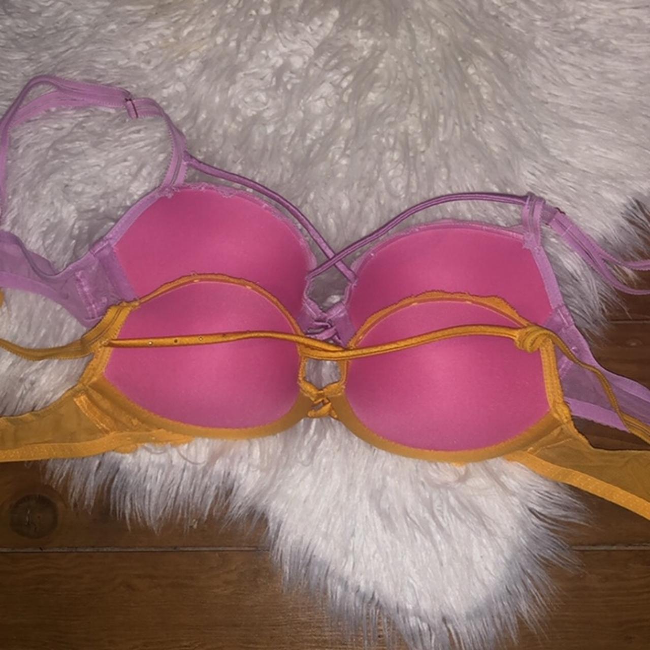 Victoria's Secret Women's Yellow and Pink Bra | Depop