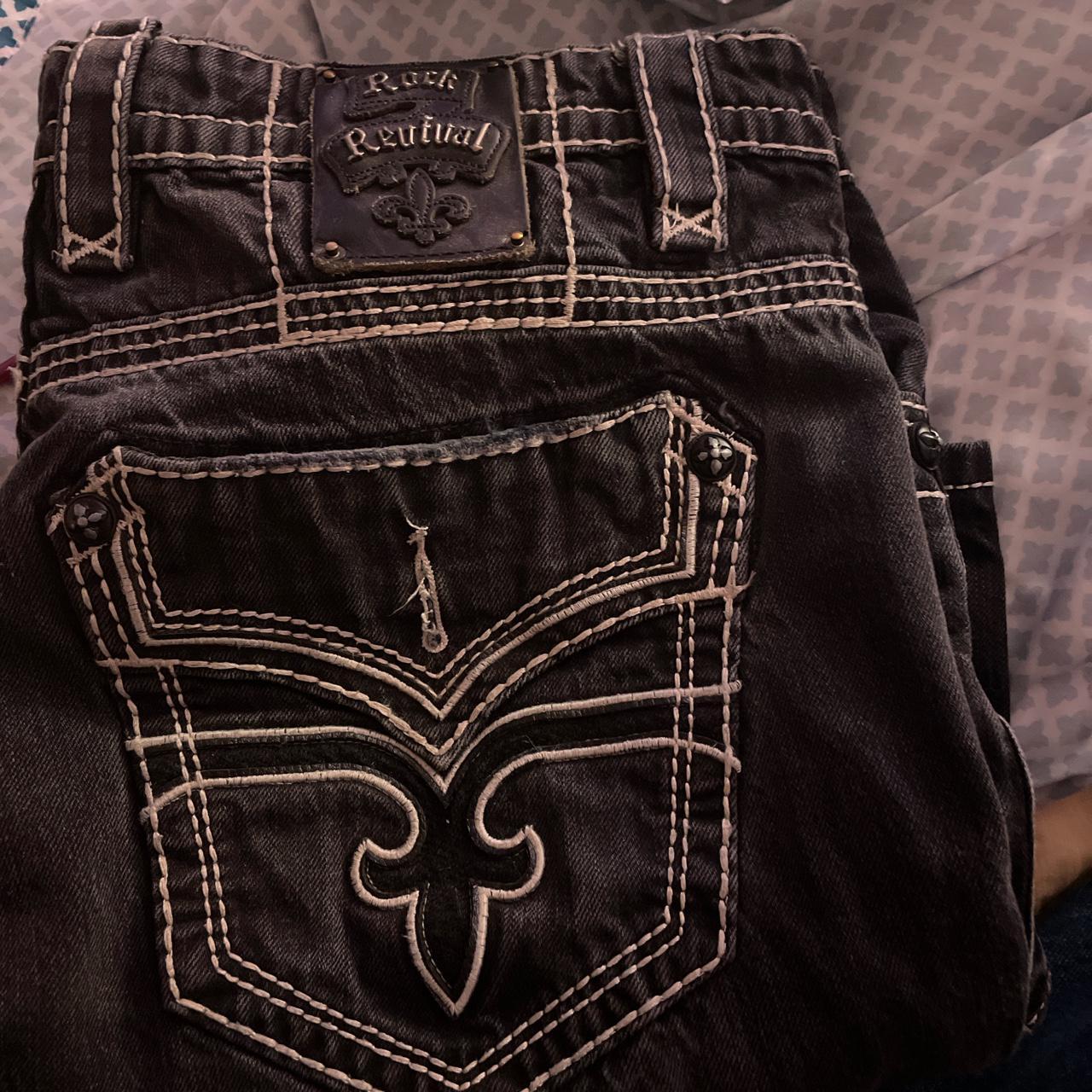 Straight Rock revival jeans Only flaw is one missing... - Depop