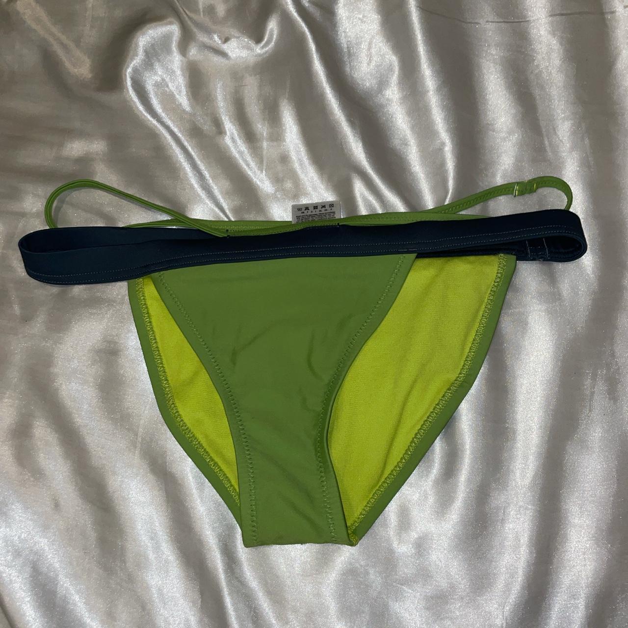Speedo Green and grey cutout bottom bikini size... - Depop
