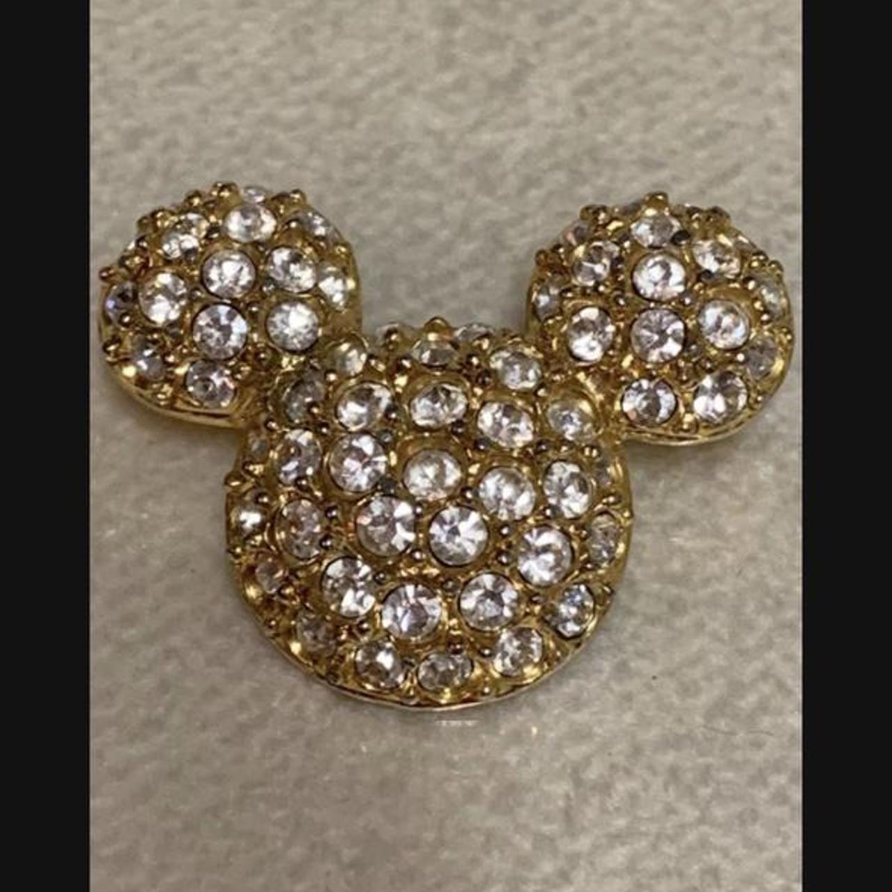 Disney Mickey Mouse Pin Gold Color With Crystals,... - Depop
