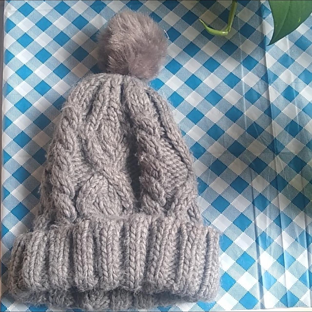 Soft/fuzzy puff at the top. Soft grey knit. Can roll... - Depop