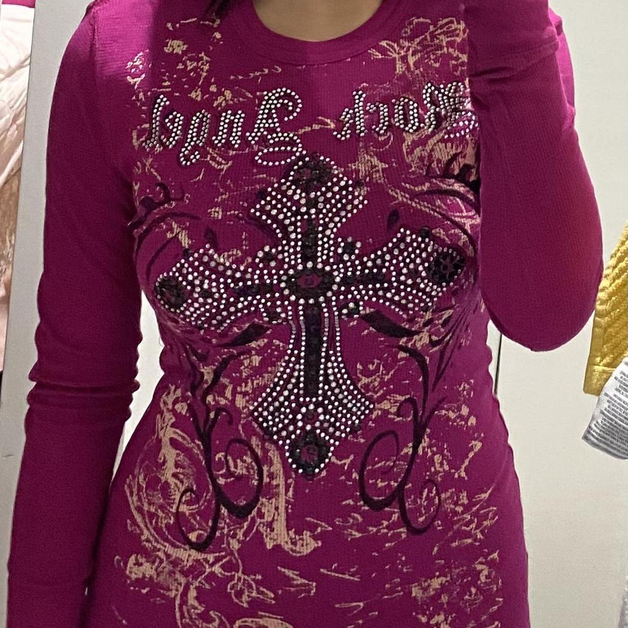 Super cute y2k grunge vintage rock angel rhinestone... - Depop