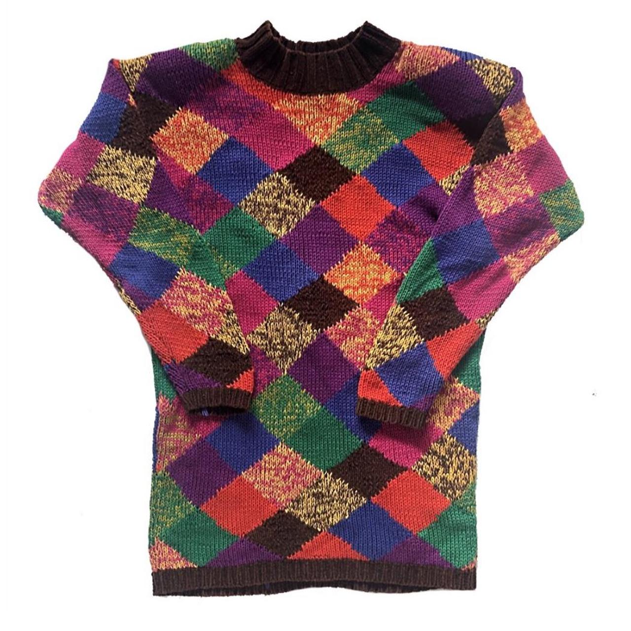 Vintage 90s Jumper Sweater Beautiful bright multi... - Depop