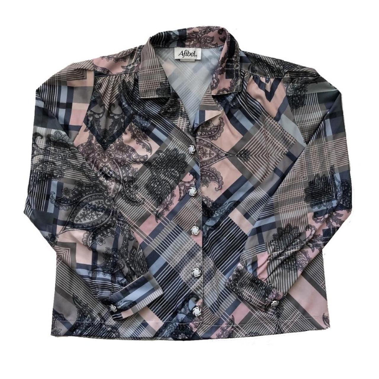 Vintage crazy pattern shirt Size 12 | Pink, blue &... - Depop