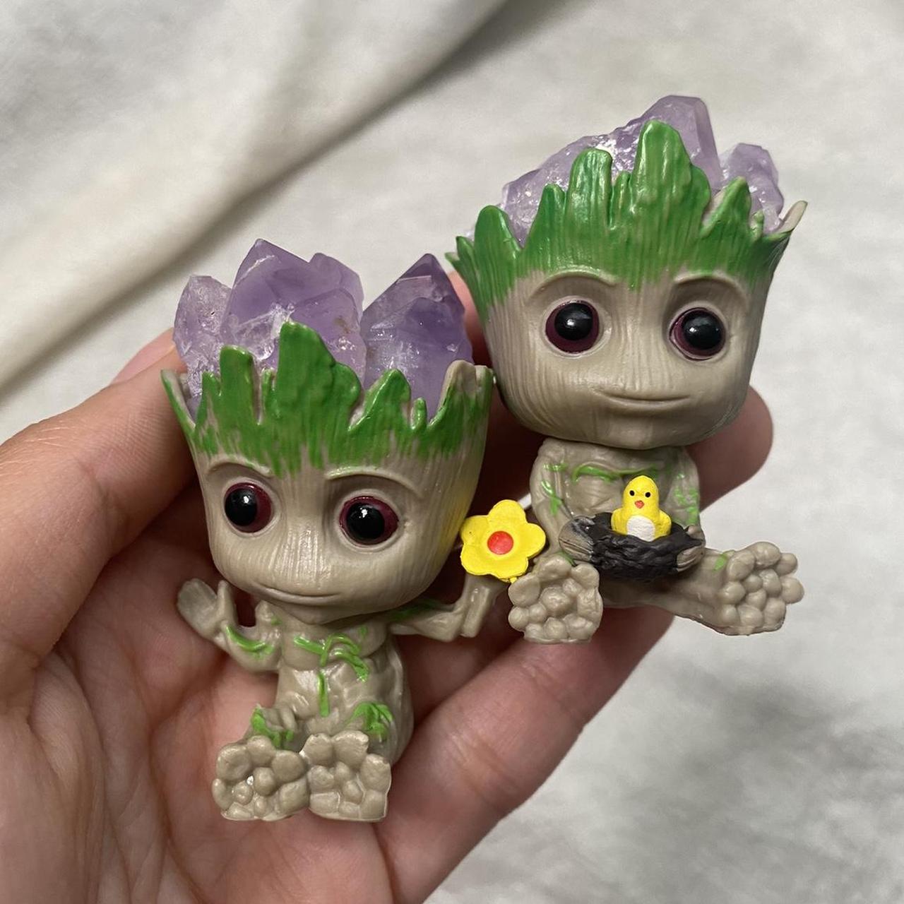Baby groot with amethyst💜 Cluster price is for... - Depop