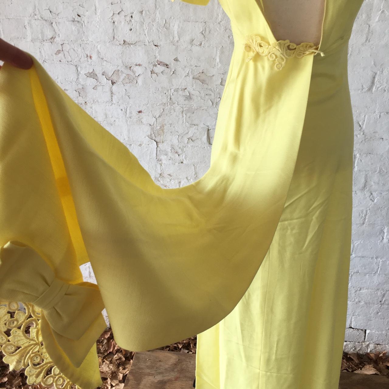 Pretty pale yellow empire waist 60s regency style... - Depop