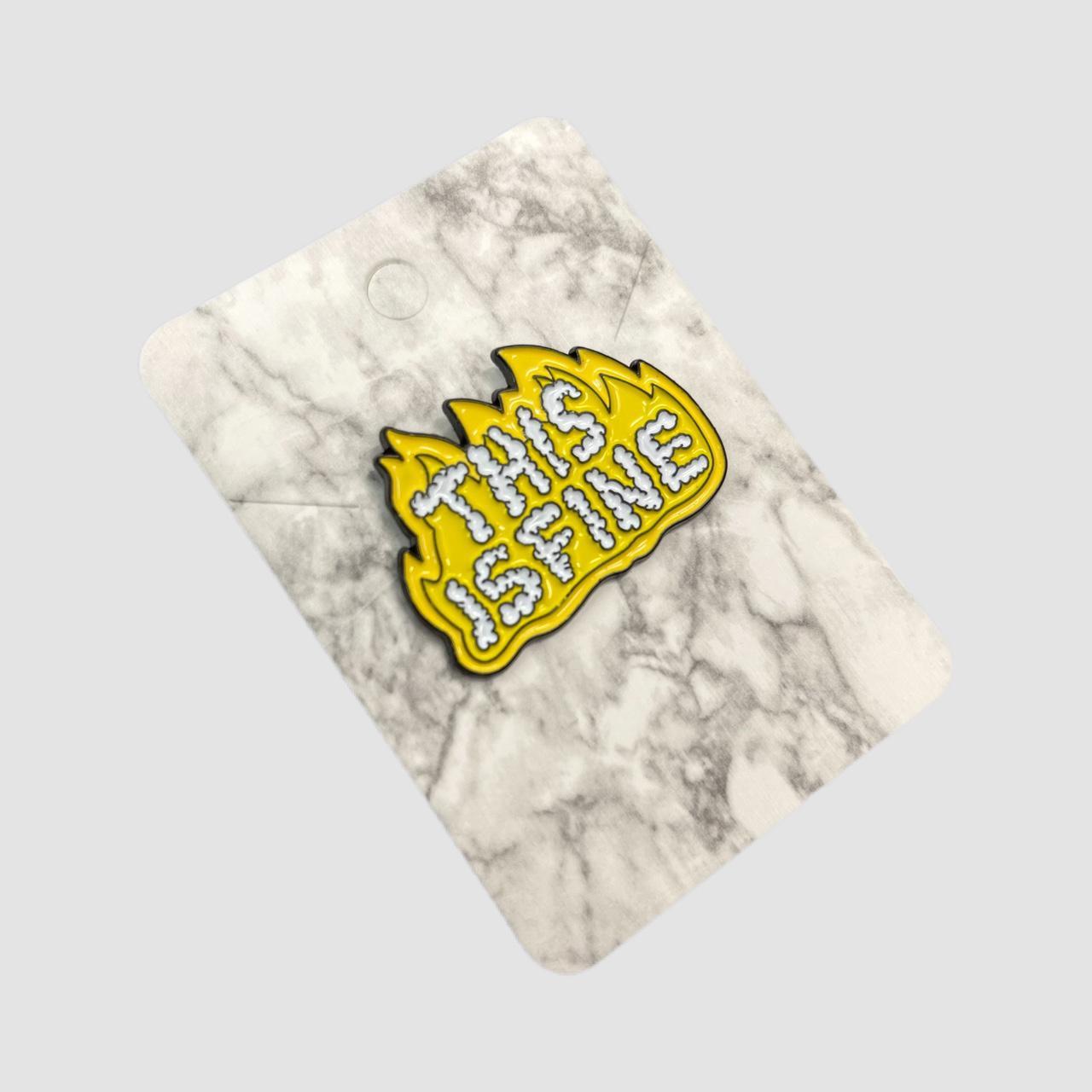 Pin badge This Is Fine pin Enamel pin badge on... - Depop
