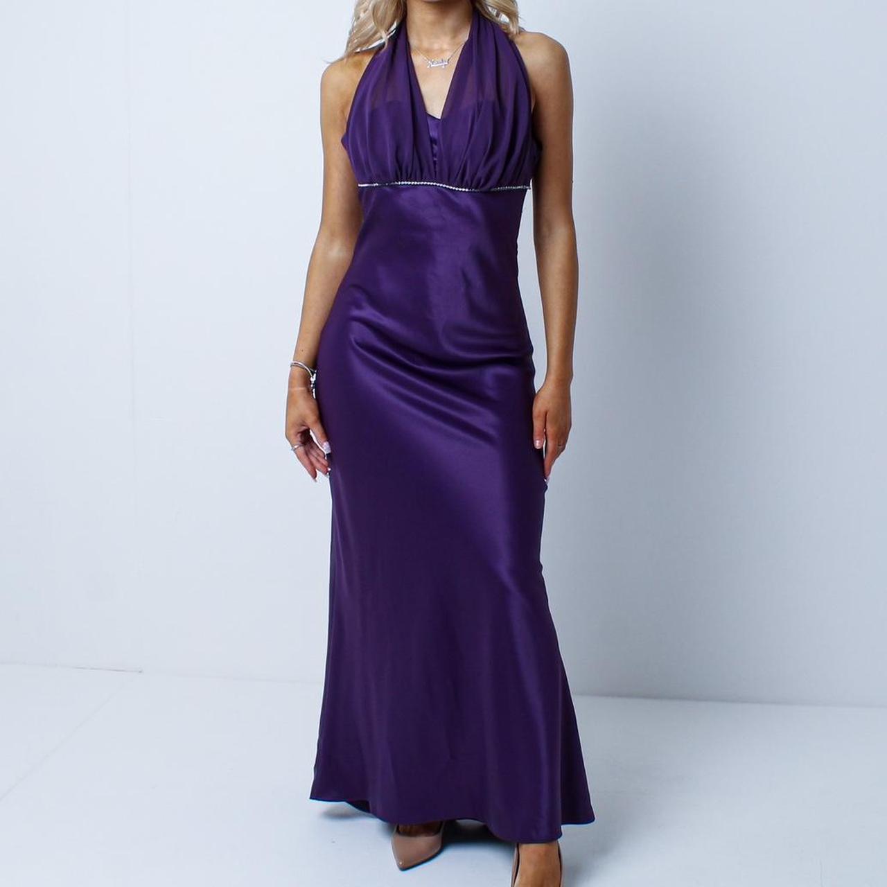 Vintage Y2K prom dress Evening gown in purple satin... - Depop