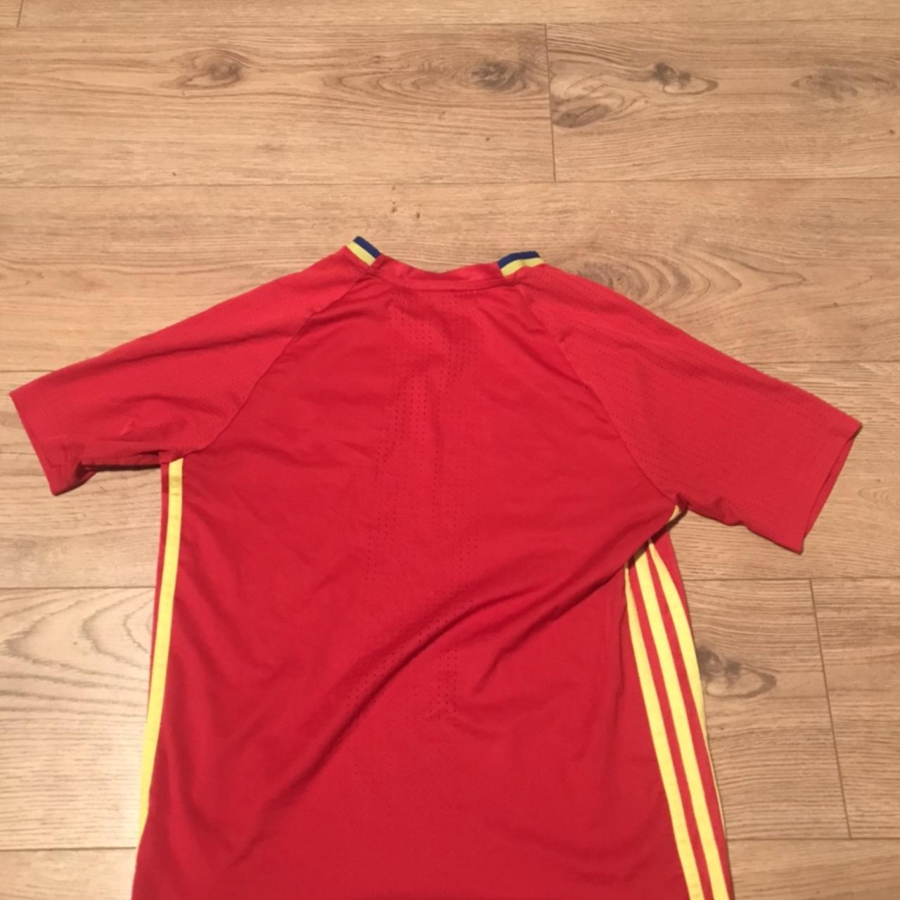 Red home Spain Adidas soccer jersey 13-14 few nick... - Depop