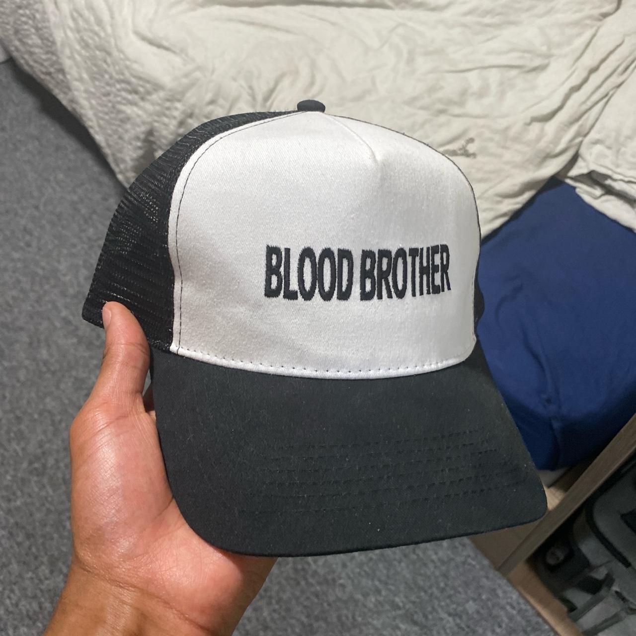 Blood Brother Trucker Cap in Black and White •... - Depop