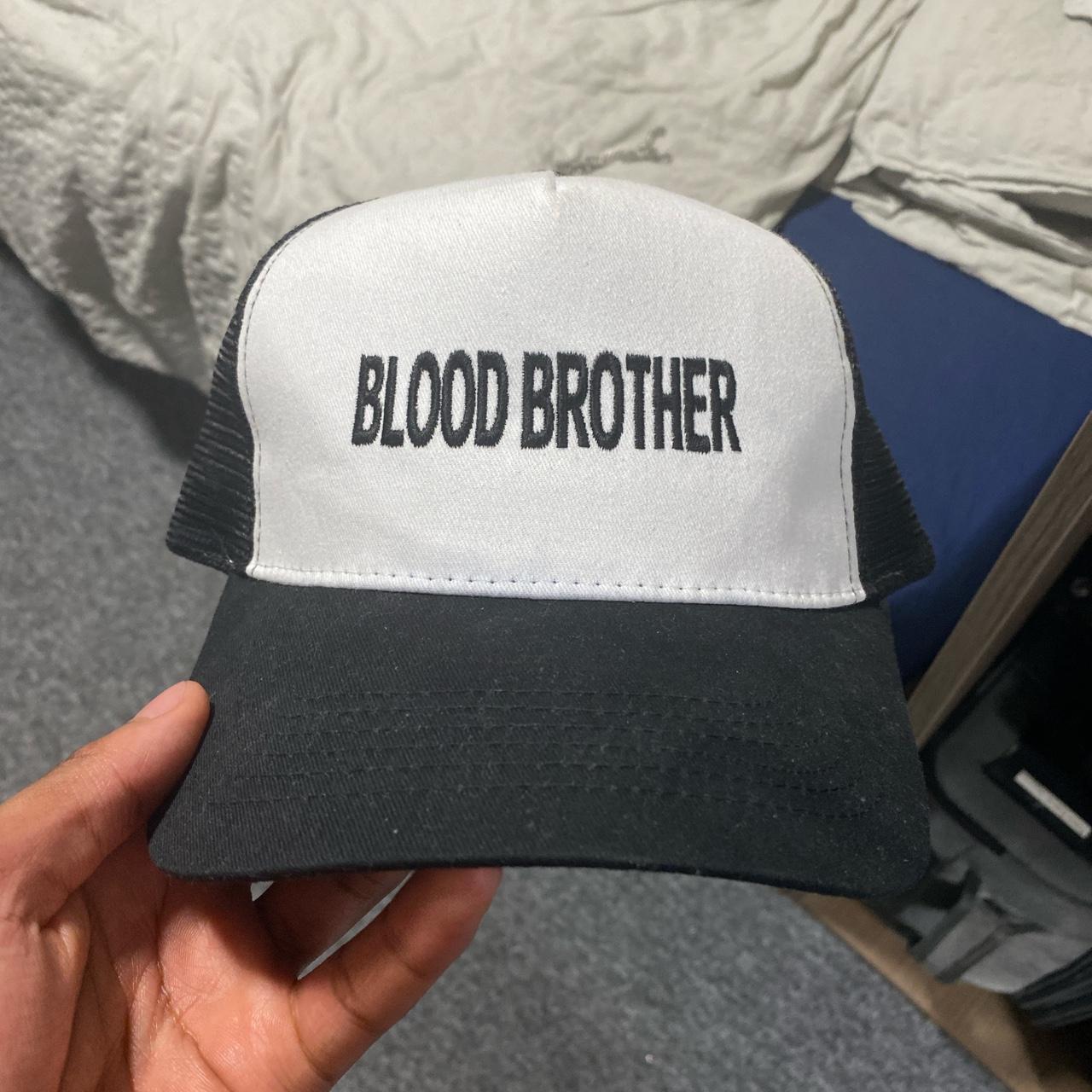 Blood Brother Trucker Cap in Black and White •... - Depop