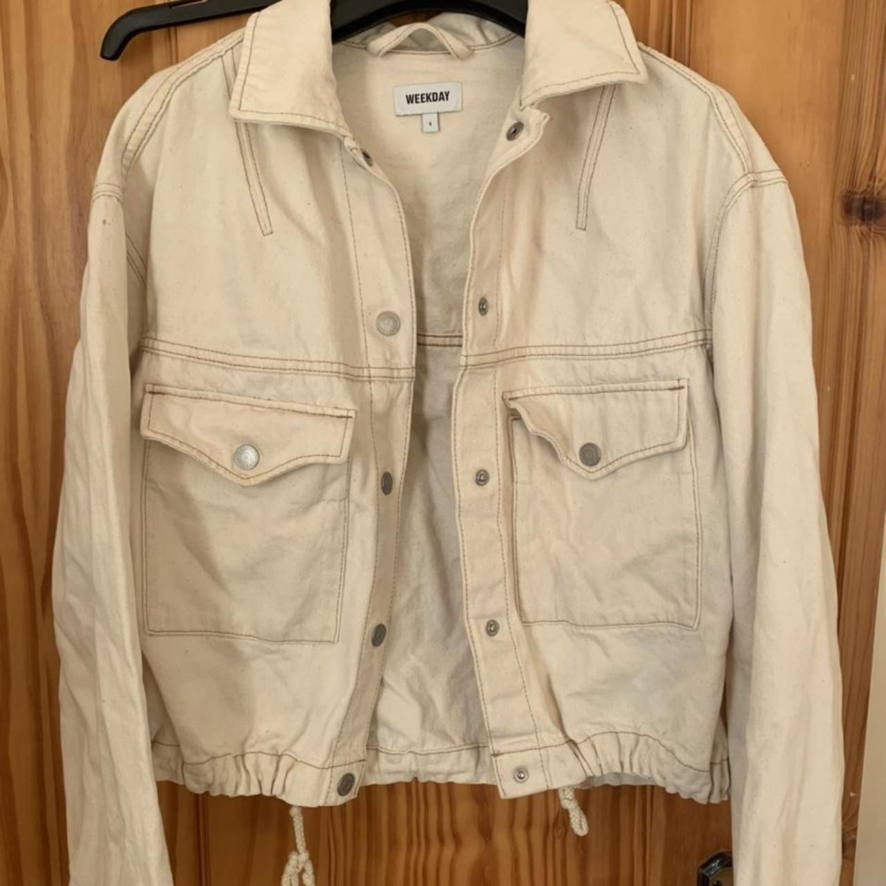 Weekday off white denim jacket Size Small, best... - Depop