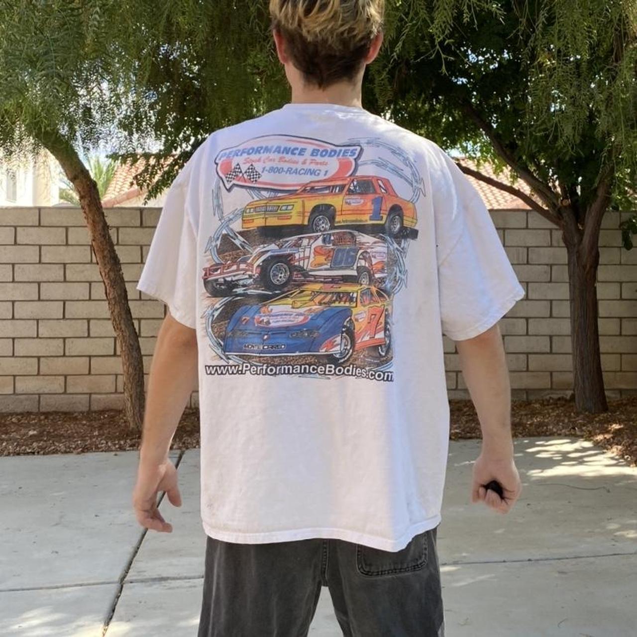 Y2K PERFORMANCE RACING T-SHIRT dingy white tee with... - Depop