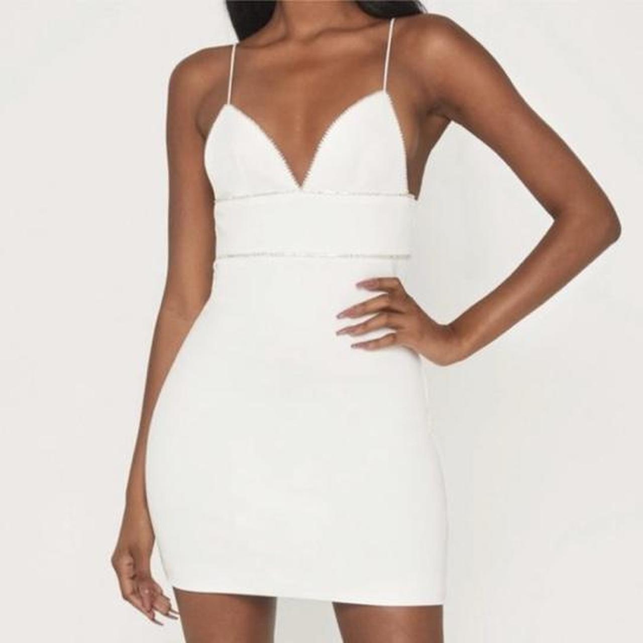 Meshki Women's White and Silver Dress | Depop