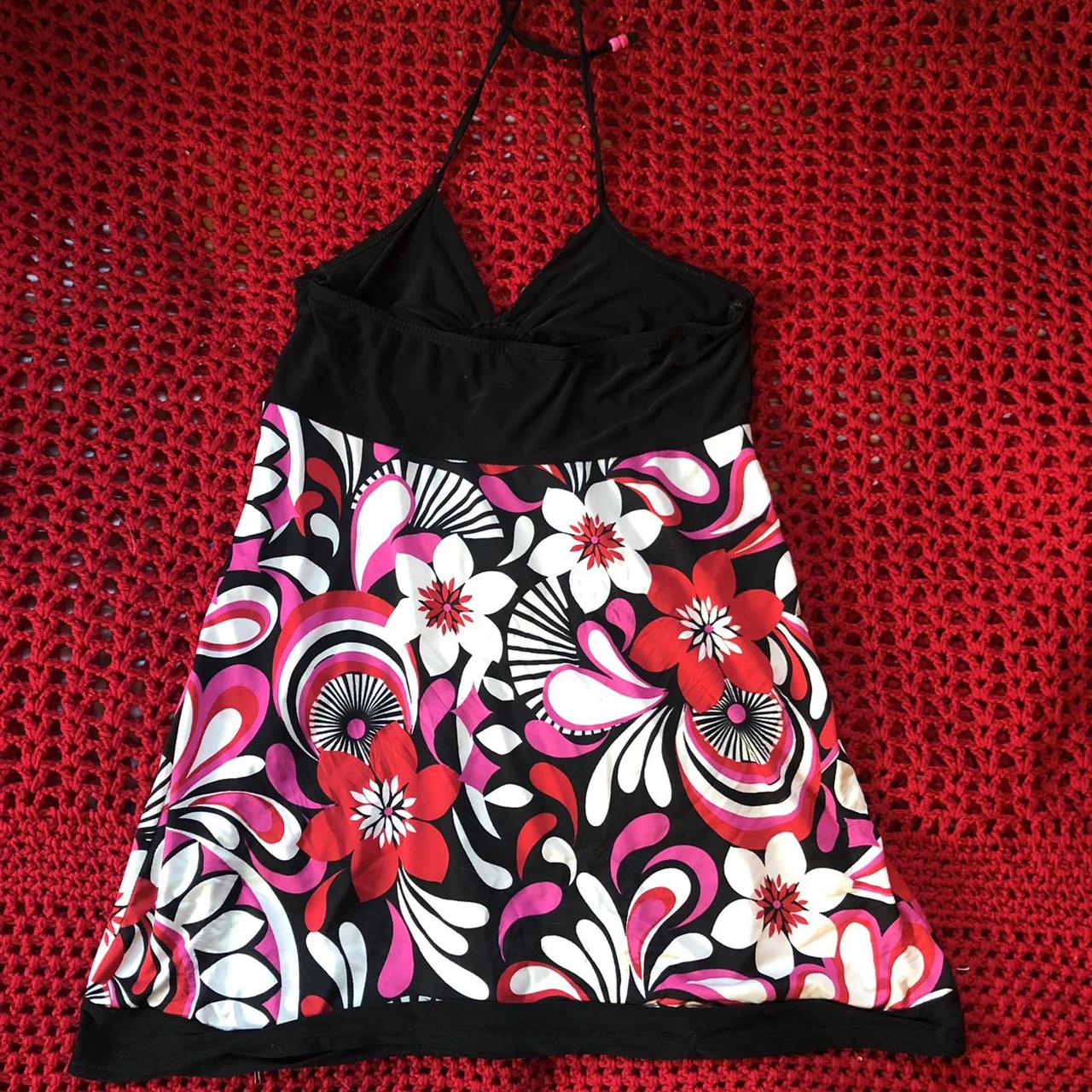 tie up halter neck top with 70s flower patterns... - Depop tie up halter neck top with 70s flower patterns... - Depop