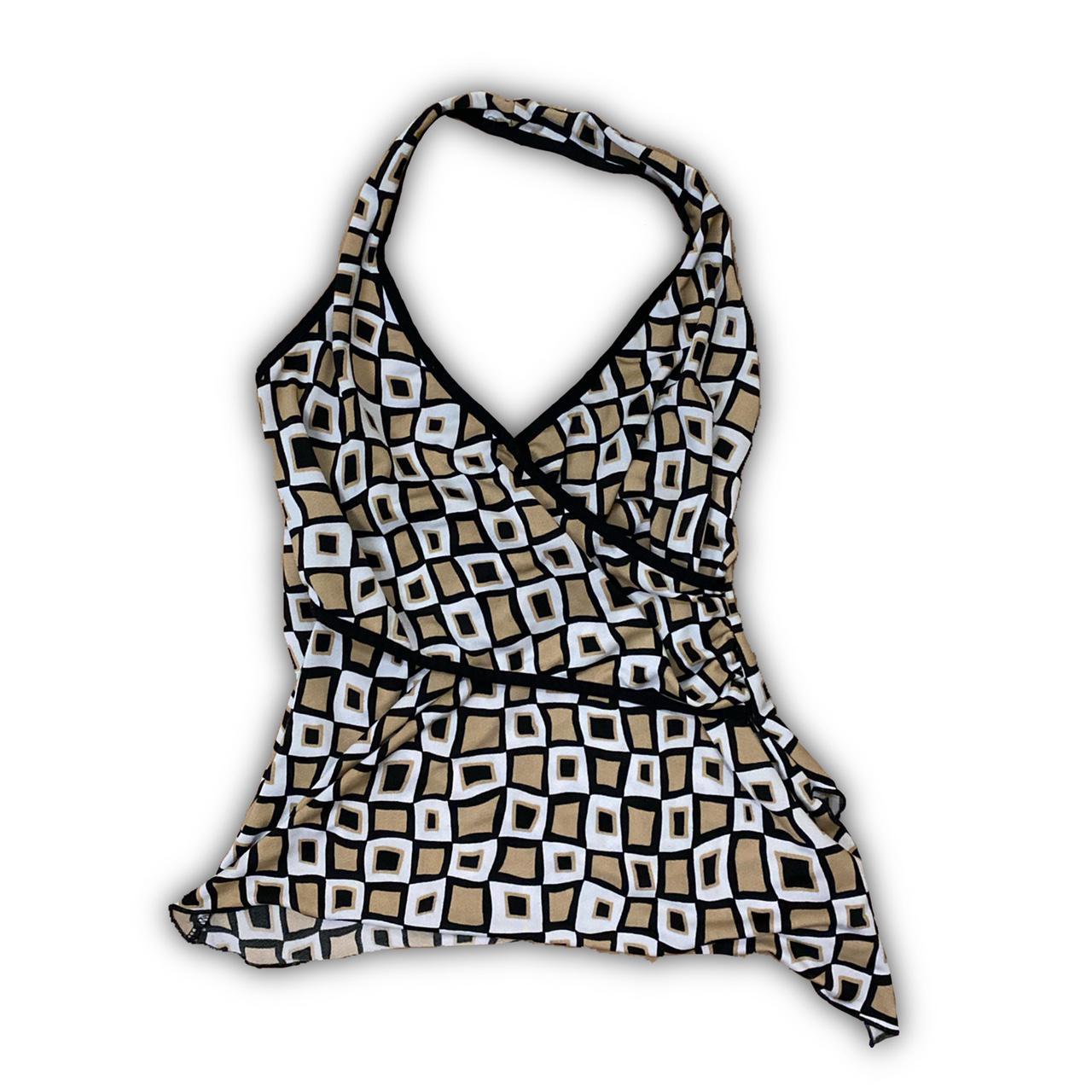 retro styled flowy halter top, no flaws size M... - Depop