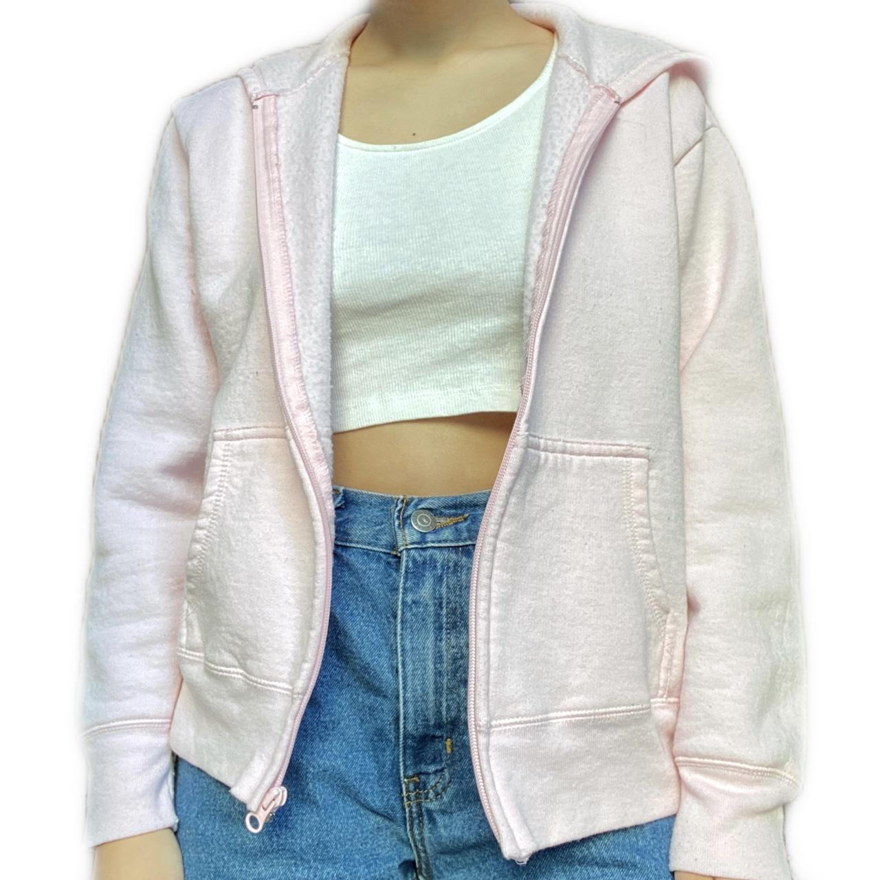 Hanes light pink zip up hoodie Size medium Worn a... - Depop