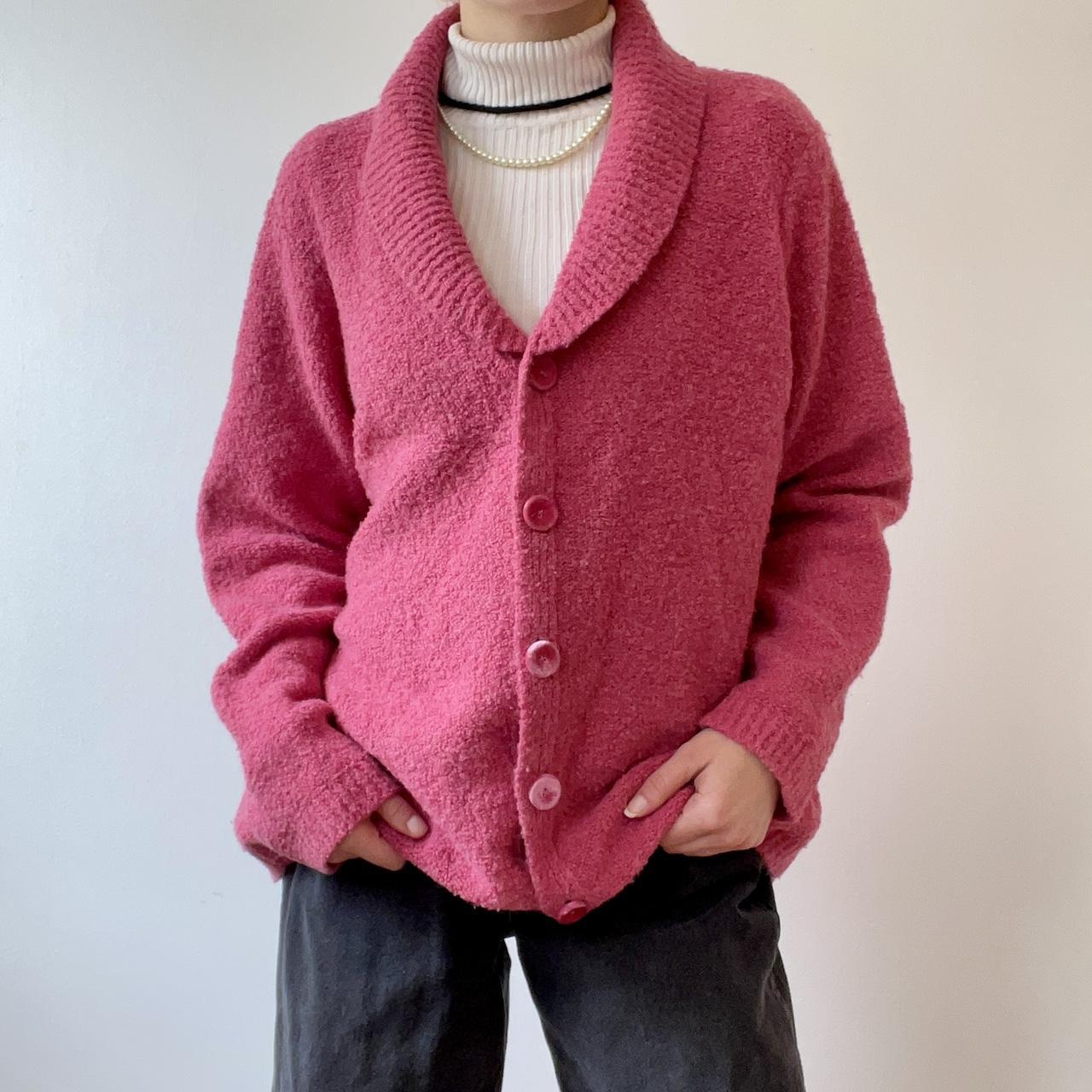 Pink Button Up Cardigan Sweater Beautiful bright... - Depop