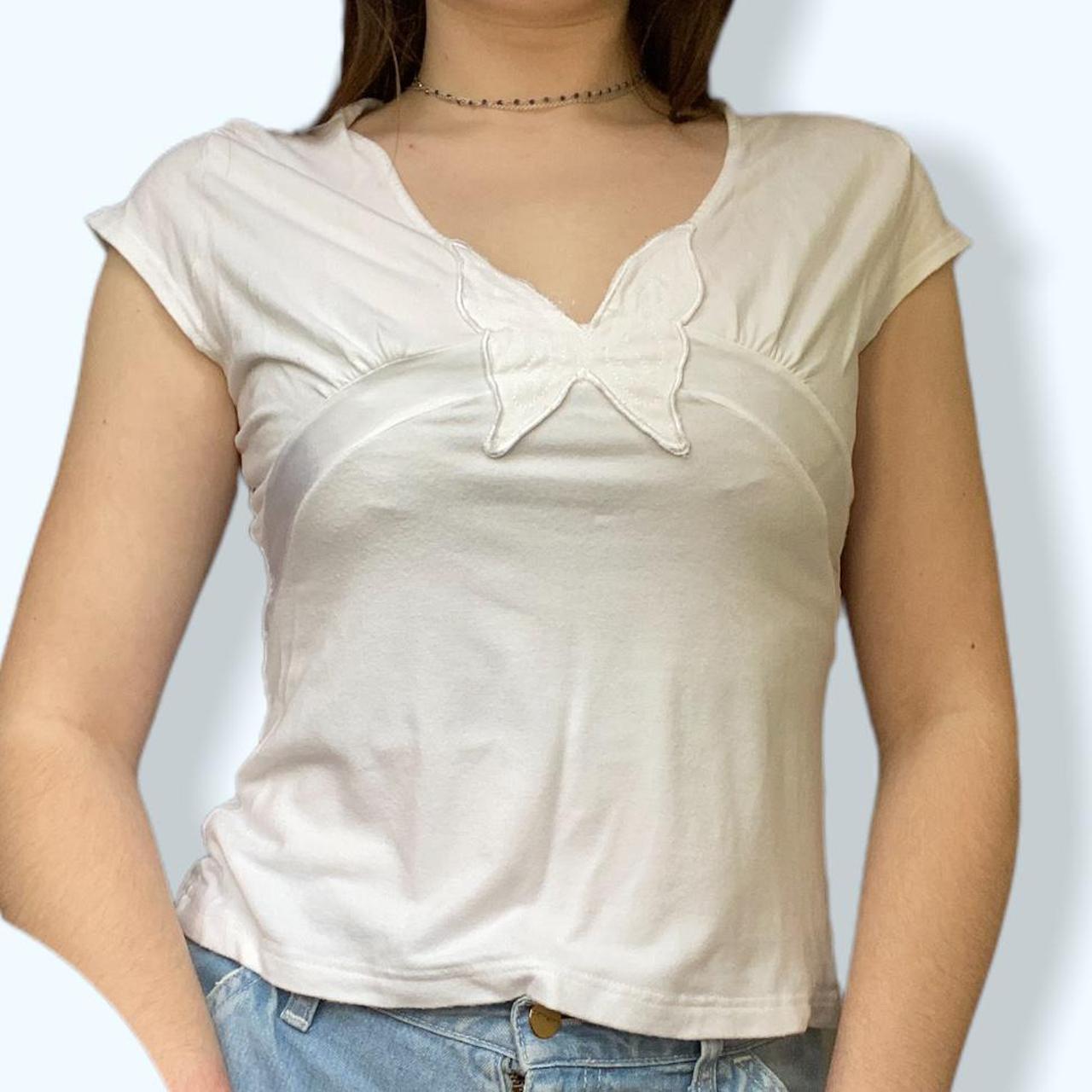 white butterfly top 🤍🦋 has a butterfly on the bust !... - Depop