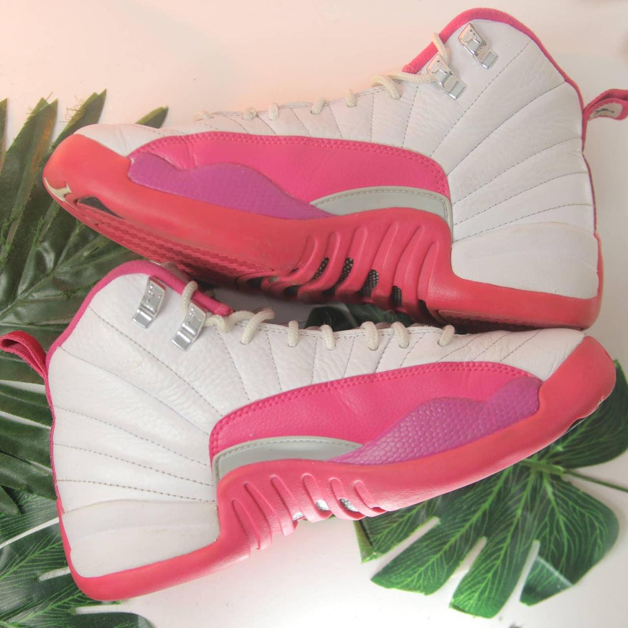 Name: Jordan 12 Pink White Sneakers size... - Depop