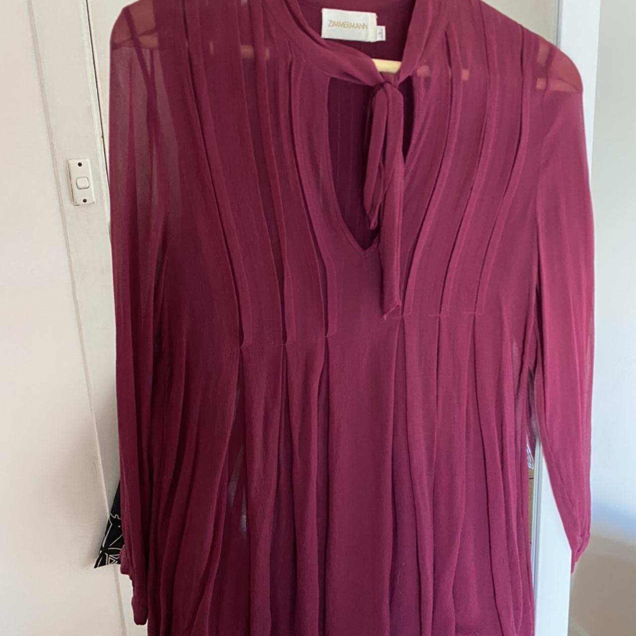 Zimmermann Size 1 Transparent blouse Burgundy No... - Depop
