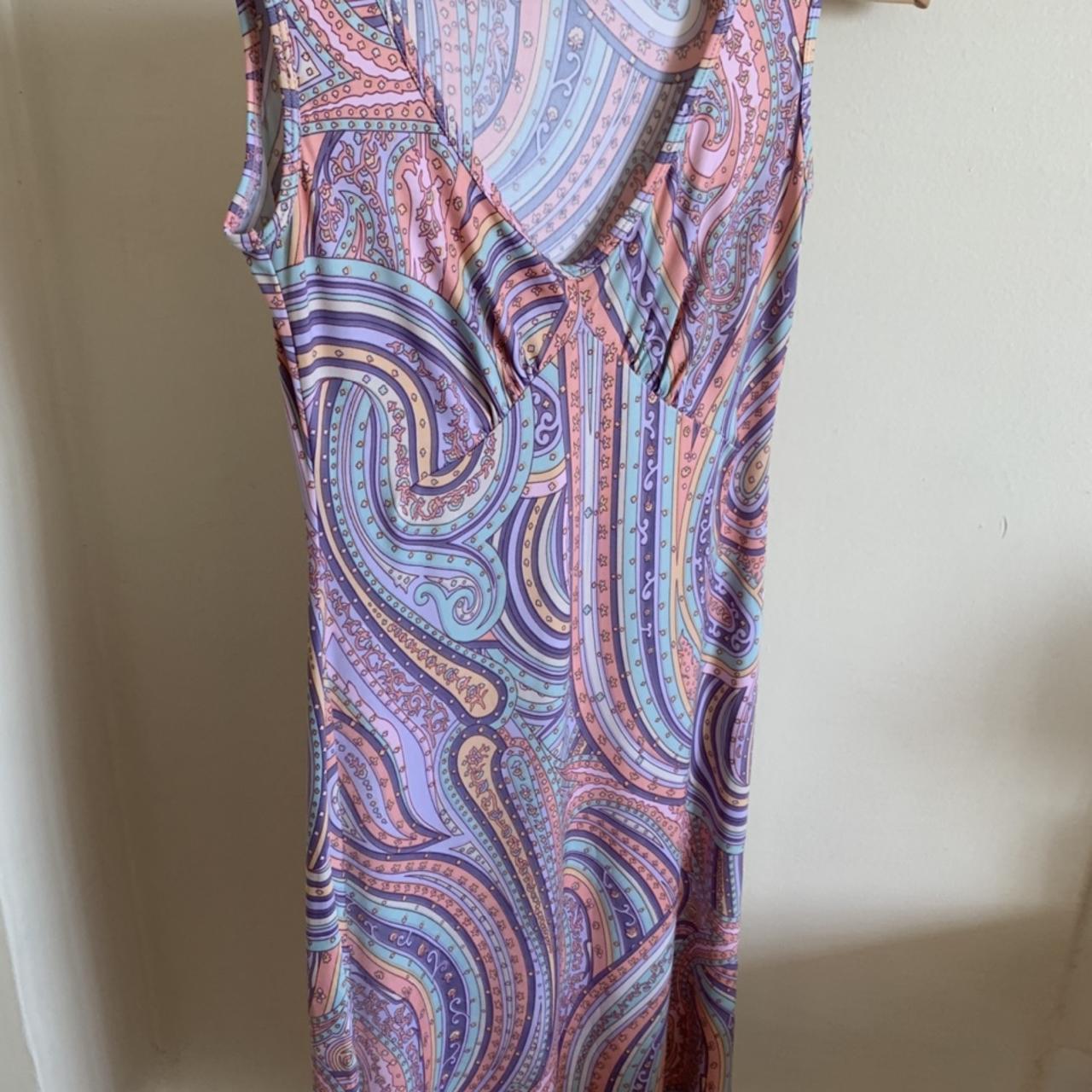 Y2k chaos paisley rainbow dress has rlly cute frilly... - Depop