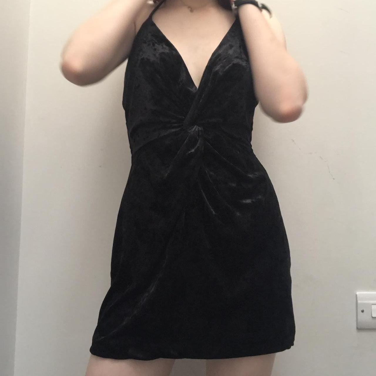 Cutest black velvet dress with deep v cut neck and... - Depop