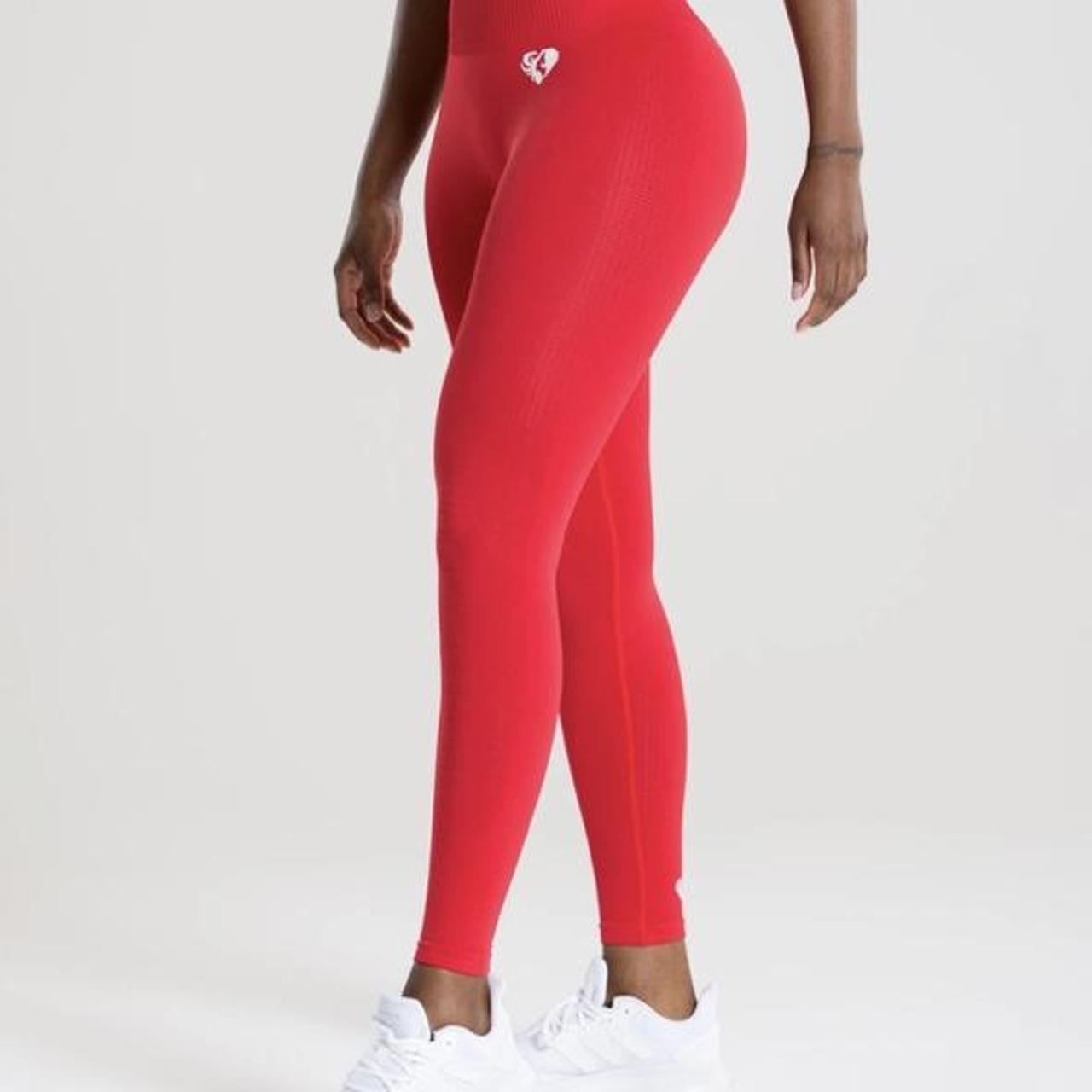 red womens best leggings worn handful of times - Depop