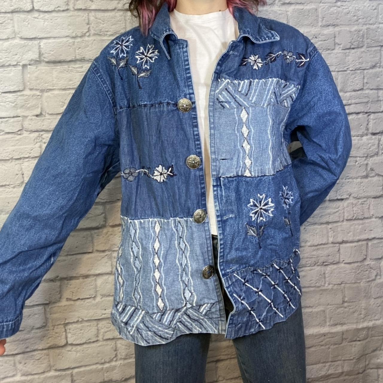 VINTAGE DENIM PATCHWORK JACKET - Adorable!! Brand:... - Depop