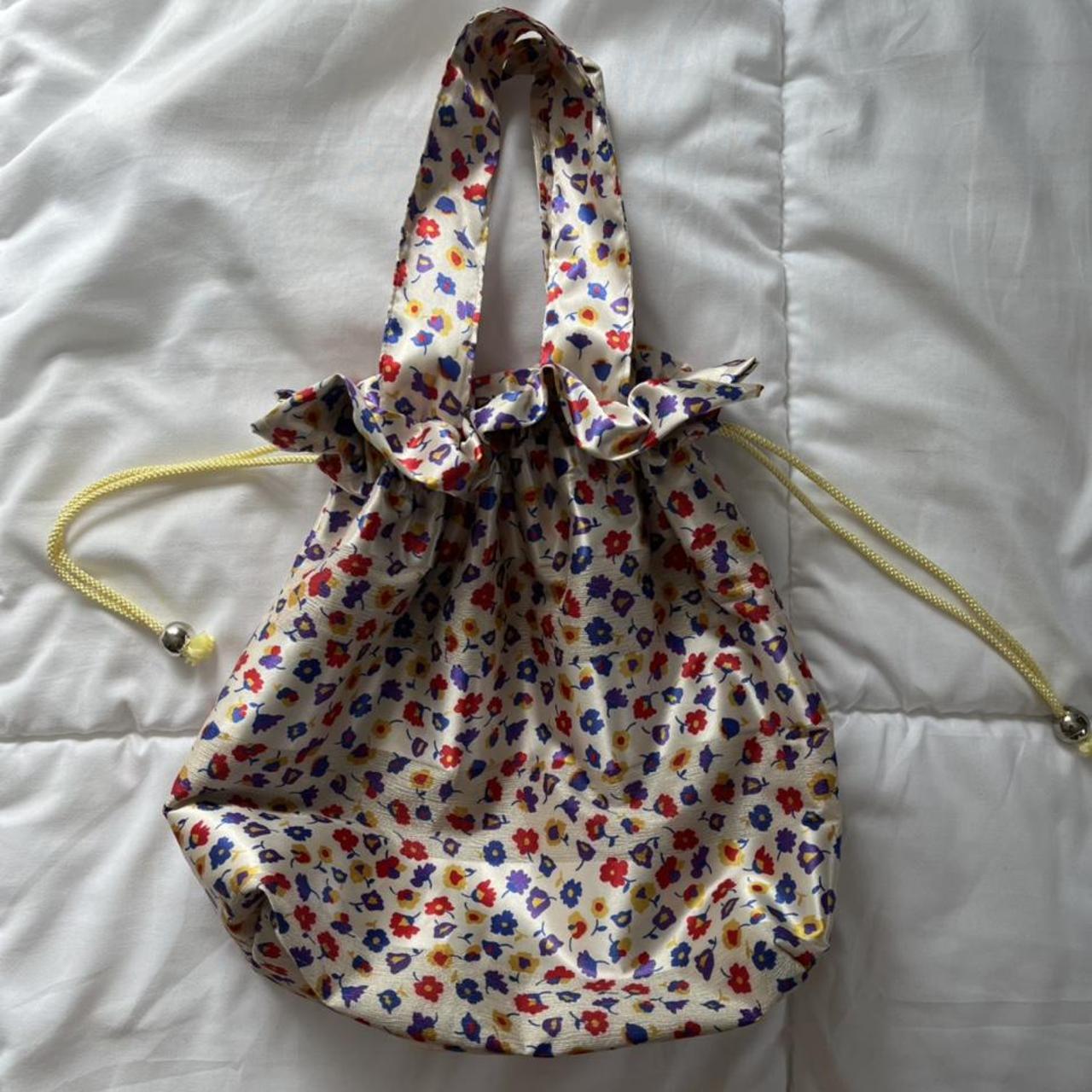 cute satin drawstring floral purse the cutest... - Depop
